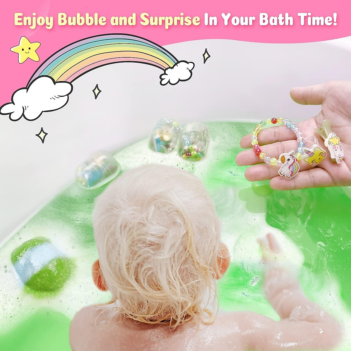 Bath Bombs for Kids with Girls Jewelry Inside, 6PCS XXL Surprise Bath Bombs with 18PCS (6 Sets) Jewelry Inside, Natural Organic Toys Bath Fizzy Bombs, Kids Birthday Christmas Basket Stuffers