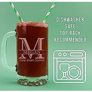 Personalized Gifts For Men Etched 16oz Glass Beer Mug – Beer Gifts, Customized Father's Day Gifts, Birthday Present Him Dad Brother, Custom Engraved, Regalos para Hombre Cumpleaños, Halpert Monogram