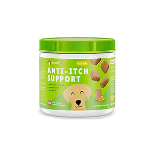 PointPet Vegan Skin Support for Dogs, 90 Count - Immune & Allergy Supplement with Omega 3, Biotin & Vitamin E - Itchy Skin Relief, Peanut Butter Flavor