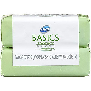 Dial Basics Hypoallergenic Bar Soap, 2 Count
