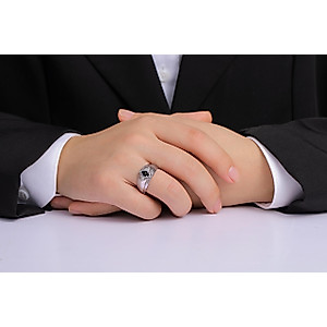 Rylos Fun & Fashionable Beautiful Black Star-Sapphire & Diamond Ring * Size 9