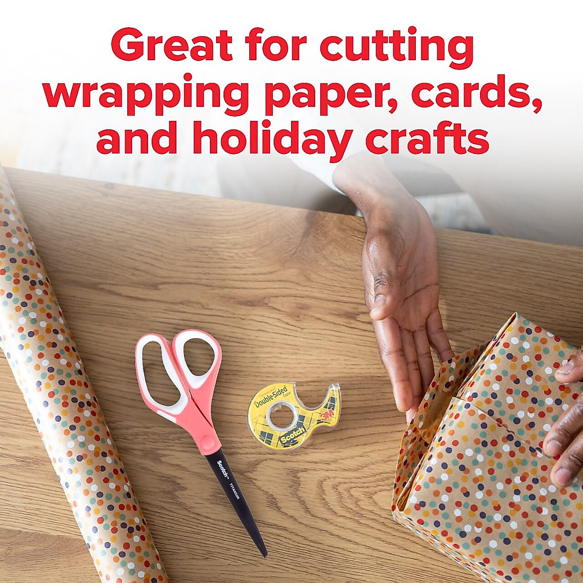 Scotch 8" Precision Ultra Edge Non-Stick Scissors, 3 Count, All-Purpose Titanium Scissors for Fabric, Crafts, Cardstock, Office, and School Supplies (1458-3AMZ-ESF)