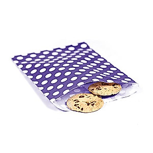 100CT Large Polka Dot Purple Biodegradable, Food Safe Ink & Paper Cookie Bag, Eco-friendly Favor Bag, Treat Bag (Polka Dot Large, Purple)