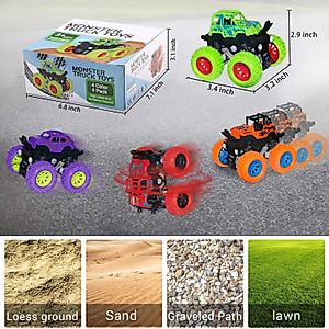taessv Monster Truck Toys - Friction Powered Toy Cars Push and Go Vehicles for Kids Best Christmas Birthday Party Gift for Boys Girls Aged 3 and Above 4-Pack