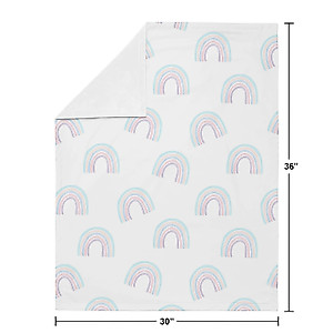 Sweet Jojo Designs Pastel Rainbow Baby Girl Receiving Security Swaddle Blanket for Newborn or Toddler Nursery Car Seat Stroller Soft Minky - Blush Pink, Purple, Teal, Blue and White