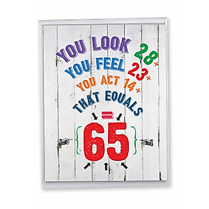 NobleWorks - Jumbo Card for 65th Birthdays (8.5 x 11 Inch) - Fun Milestone Birthday Celebration, Big Group 65 Year Old Greeting from All of Us - Age Equation 65 J9421MBG-US