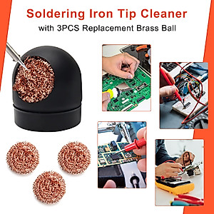 AHIER Solder Tip Cleaner+ Soldering Rosin Flux Paste(0.35 oz / 10 g)+ 60/40 Tin Lead Rosin Core Solder Wire(1.76 oz / 50 g) + 3pcs Replacement Brass Pads, 6 PCS Solder Iron Welding Tool Set
