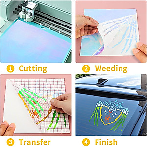 Permanent Holographic Vinyl for Cricut - Lya Vinyl 17 Pack Holographic Vinyl Sheets Bundle (12" x 12") for Home Decal, Mug, Window, Ceramics, Holiday Party Decal