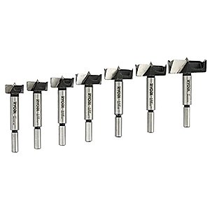 Ryobi A9FS7 7 Piece X Wing Woodworking Forstner Bit Set for Drill Press Use (Mountable Storage Case Included)