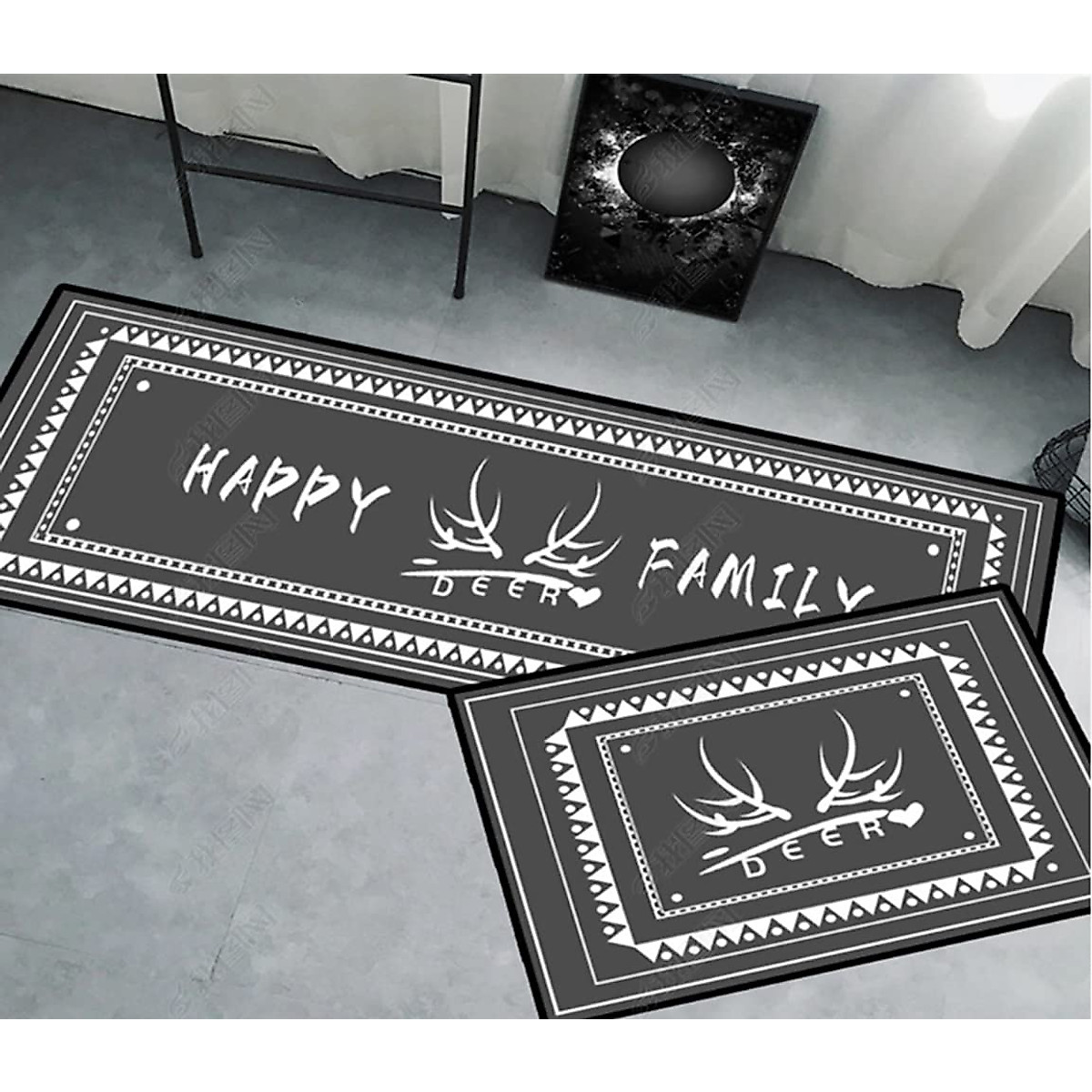 Kitchen Rug Mats Made of 95% Polypropylene 2 Pieces Soft Kitchen Mat for Kitchen, Floor Home, Office, Sink, Laundry,Specialized in Anti Slippery and Machine Washable(16"x48"+16"x24") (Black)
