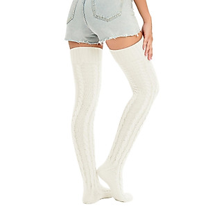 Sexybody Women's Thigh High Socks Over the Knee Knit Socks, Winter Leg Warmers Stockings Knee High Tube Arctic Fleece