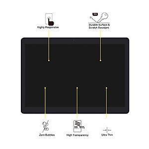 Transwon (for Pritom 10 Inch Tablet, Middle Rear Camera) 2PCS Tempered Glass Screen Protector for DigiLand 10.1 Tablet DL1036/ Pritom M10 10 Inch Tablet with Rear Camera in the Middle