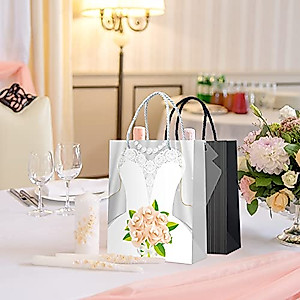 24 Pcs Wedding Party Gift Bags Bridesmaid Gift Bags Tuxedo Groomsmen Gift Bag Set Gift Wrap Bags for Wedding Groomsman Bridesmaid, Bachelor Bridal Shower Party Favors, 3.1 x 7.5 x 9 Inch
