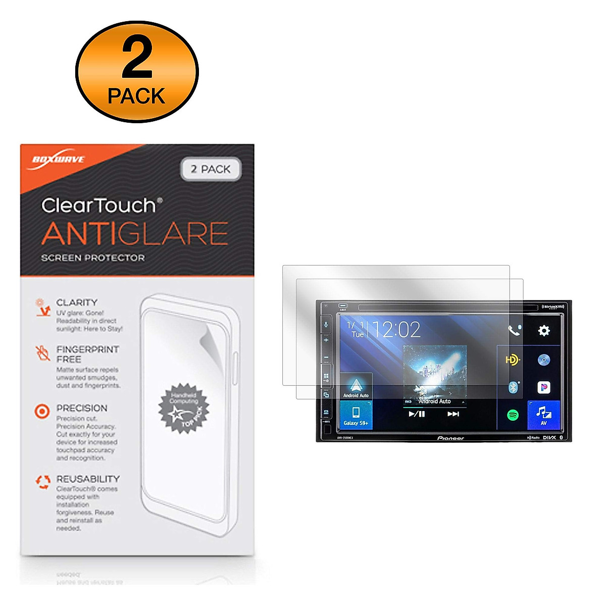 BoxWave Screen Protector Compatible with Pioneer AVH-2500NEX - ClearTouch Anti-Glare (2-Pack), Anti-Fingerprint Matte Film Skin for Pioneer AVH-2500NEX