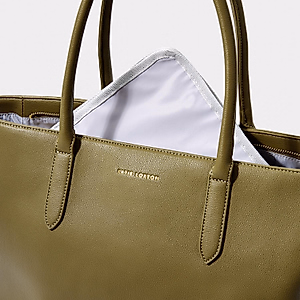 KATIE LOXTON You Got This Womens Vegan Leather Zippered Large Changing Tote Bag Organizer in Olive Green