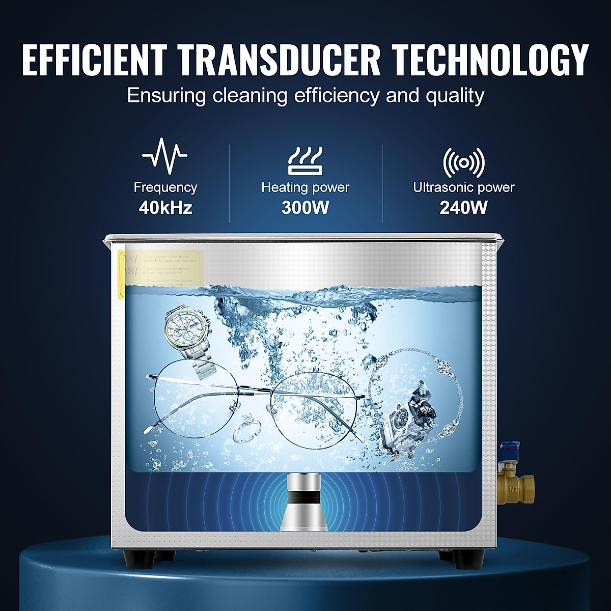 VEVOR Professional Ultrasonic Cleaner 10L/2.5 Gal, Easy to Use with Digital Timer & Heater, Stainless Steel Industrial Machine for Jewelry Dentures Small Parts, 110V, FCC/CE/RoHS Certified