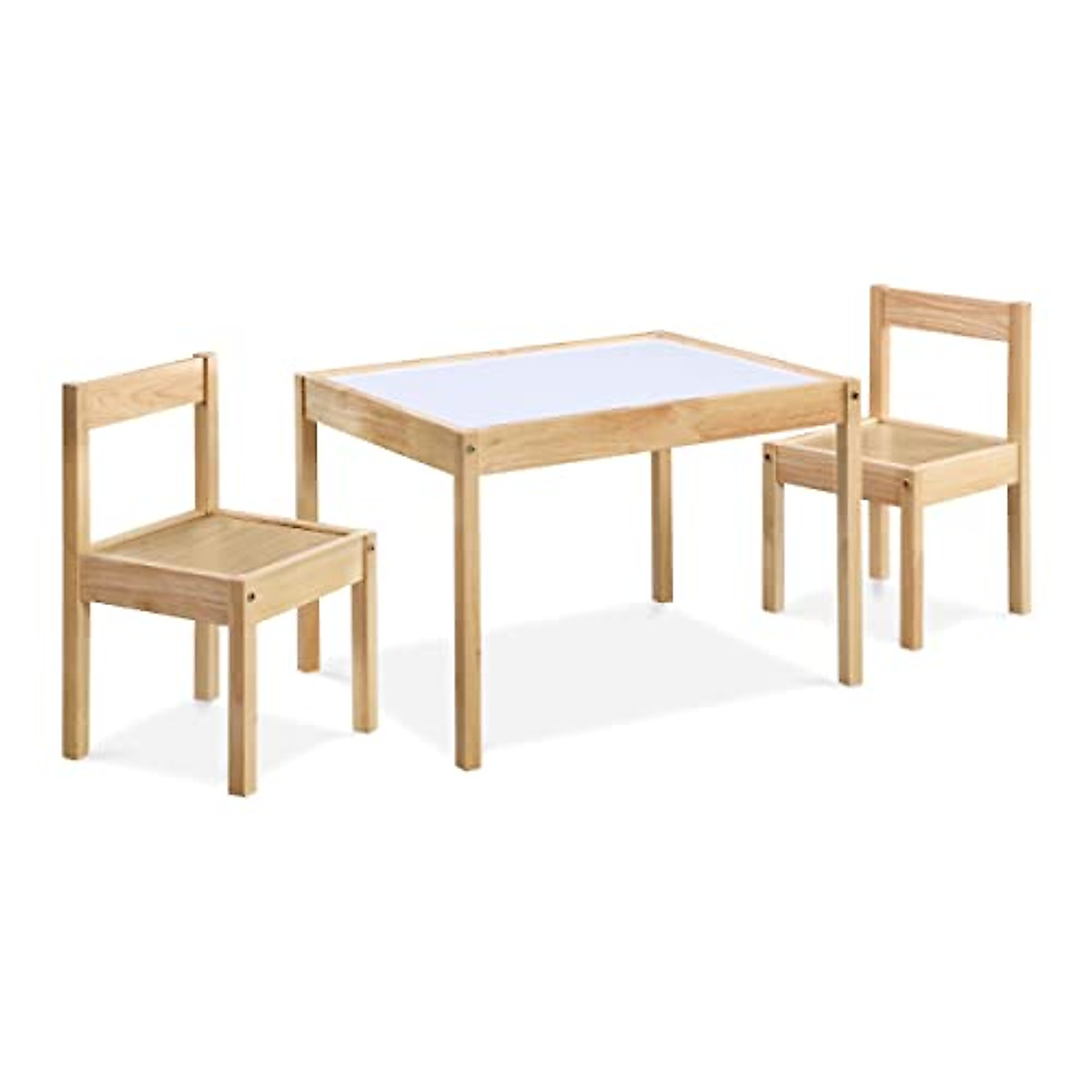 Olive & Opie Gibson 3-Piece Dry Erase Kids Table & Chair Set, Natural