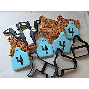 COW COOKIE CUTTERS Livestock Cattle Calf Ear Tag Cow Heifer Head Face And Bull Steer Body Outline Fair Farm Show Cookie Cutters (3 Pack)