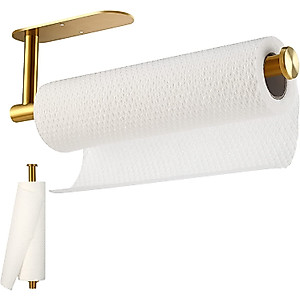 Paper Towel Holders,Paper Towels Rolls - for Kitchen,Paper Towels Bulk- Self-Adhesive Under Cabinet,Both Available in Adhesive and Screws,Stainless Steel Paper Towel Holder (Gold)