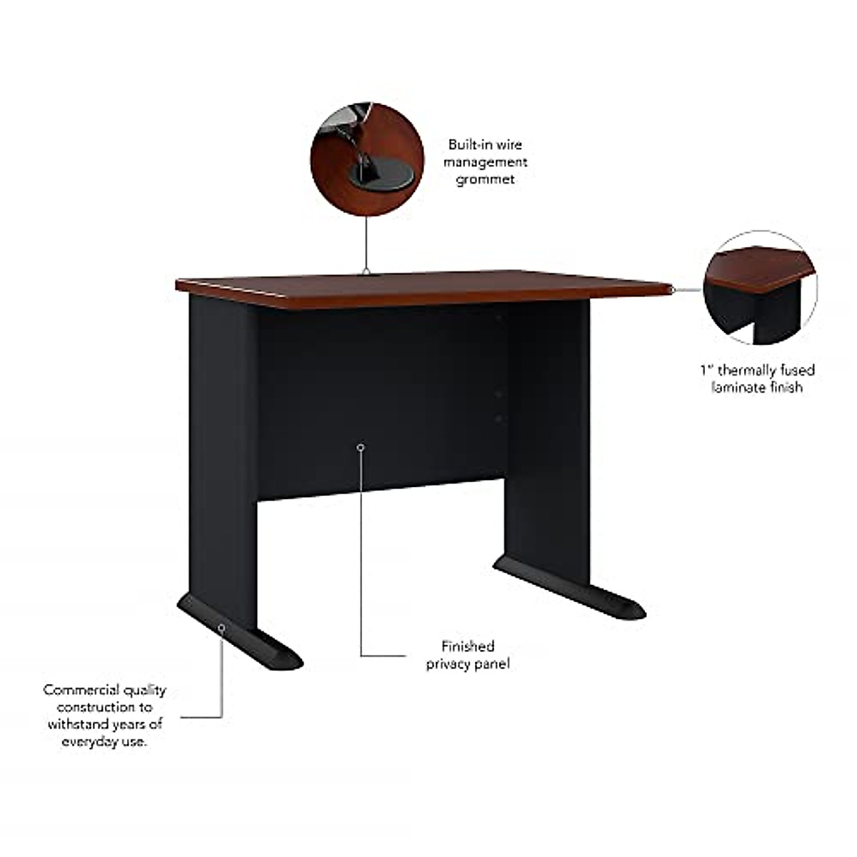 Bush Business Furniture Series A 36W Desk in Hansen Cherry and Galaxy,Black and Brown