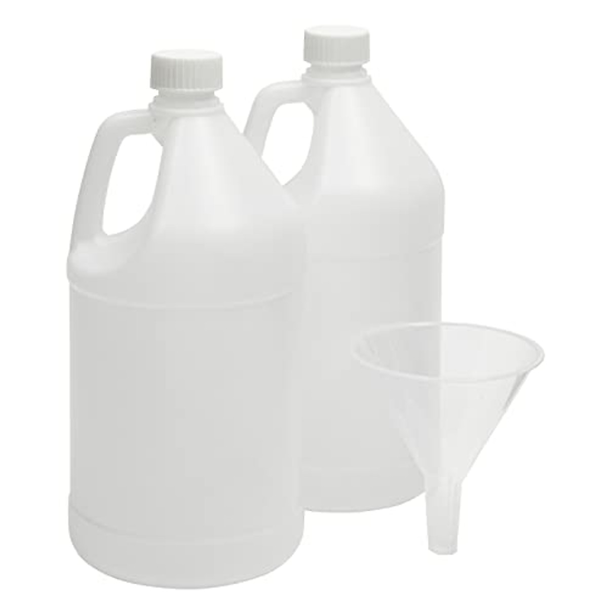 Built Industrial 2 Pack Refillable Plastic Gallon Jugs with Lids and Funnel, 4.9 x 5.3 Funnel