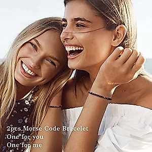 Believe Bracelets Morse Code Bracelets Gifts, Tiger Eye Beads Lava Rock Bracelets Morse Code Bracelets for Women Best Friend Friendship Gifts Inspirational Funny Birthday Gifts for Women Teen Girls