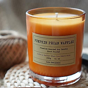 100% Soy, Highly Scented, Hand Poured Soy Candle, 8.1 oz (Pumpkin Pecan Waffles)