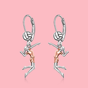 Volleyball Earrings Volleyball Gifts for Women Sterling Silver Dangle Drop Player Fan Coach Volleyball Jewelry…