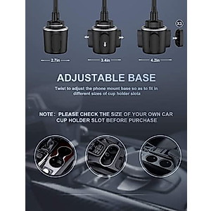 Car Cup Holder Phone Mount, Cup Phone Holder for Car 360° Adjustable Gooseneck Car Phone Holder for Cell Phone, iPhone,Samsung,Huawei,LG, Sony, Nokia GPS and More, Black