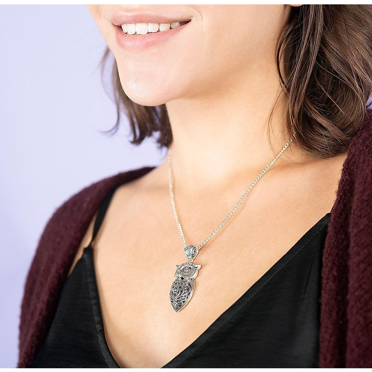 Shop LC BALI LEGACY 925 Sterling Silver Filigree Pendant Owl Gifts for Women Oxidized Jewelry 8 g Birthday Gifts