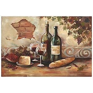 Farmhouse Kitchen Rugs and Mat, Grapes Wine Glasses Kitchen Mats for Floor, Rustic Anti Fatigue Kitchen Sink Rugs, Non Skid Washable Microfiber Kitchen Floor Decor Carpet 24"x36"