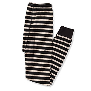 Nautica Men's Elastic Waist 1-Piece Base Layer Waffle Thermal Underwear Pant (Ivory Egret Stripes, X-Large)