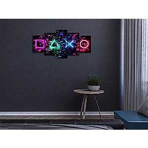 Biufo Gamer Symbol Canvas Wall Art Paintings Gaming Wall Decor Print Picture Artwork for Kids Boys Game Room Playroom Bedroom Decor (Small)