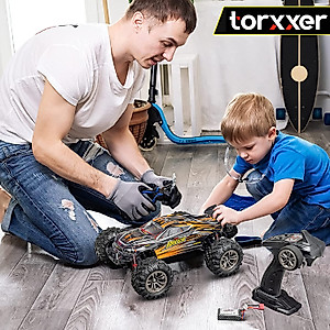 TORXXER 1:16 Scale Brushless RC Truck - High Speed Hobby Grade RC Car, Hits 33MPH - Off Road 4WD for Grip on Any Terrain - Ready to Run Waterproof Trophy Truck (Green)
