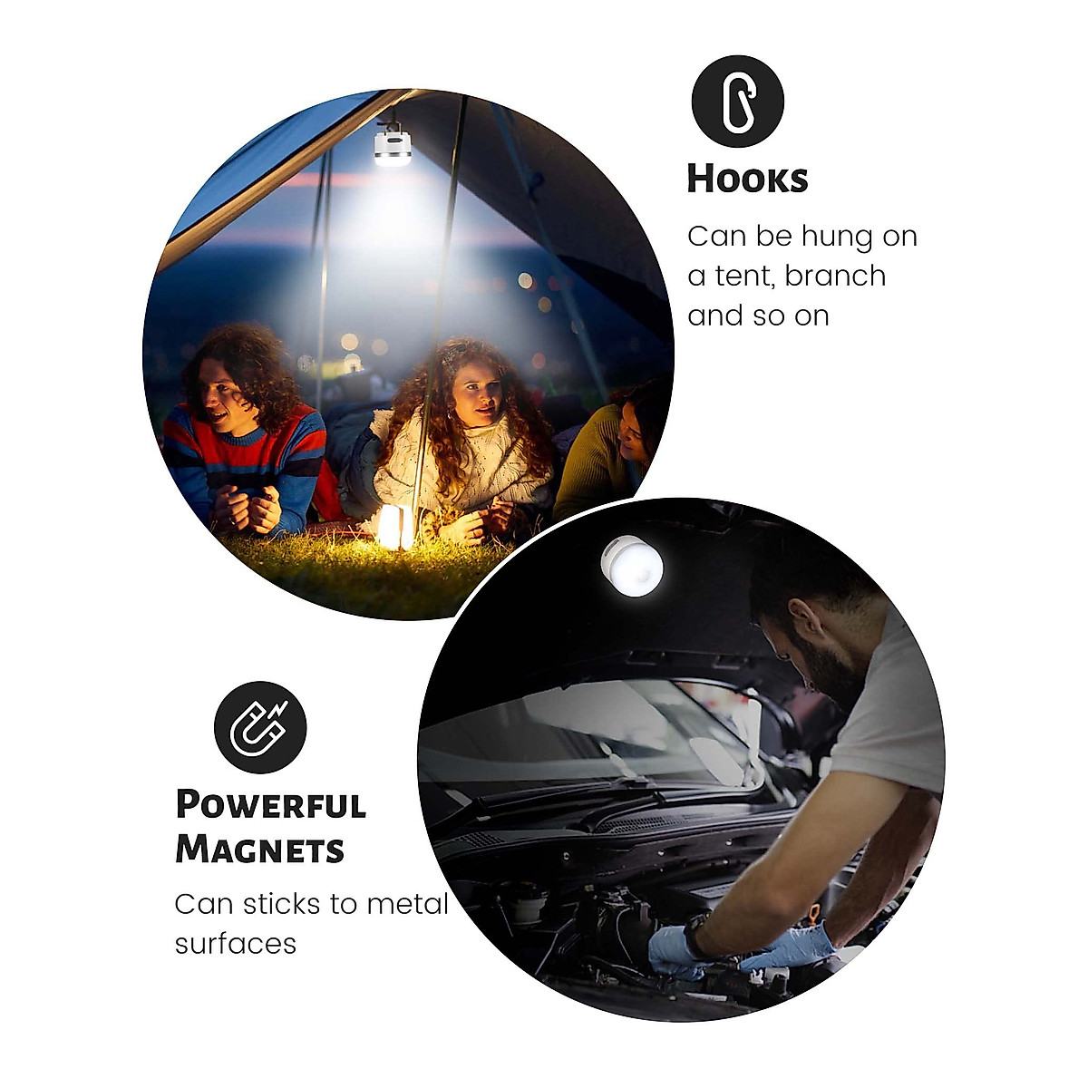 Wildley 600LM Camping Lights, 5 Light Modes Camping Lantern Rechargeable with 3600 mAh Power Bank,Camping Essentials for Tent Emergency, Outdoor Hiking, Power Outages (White)