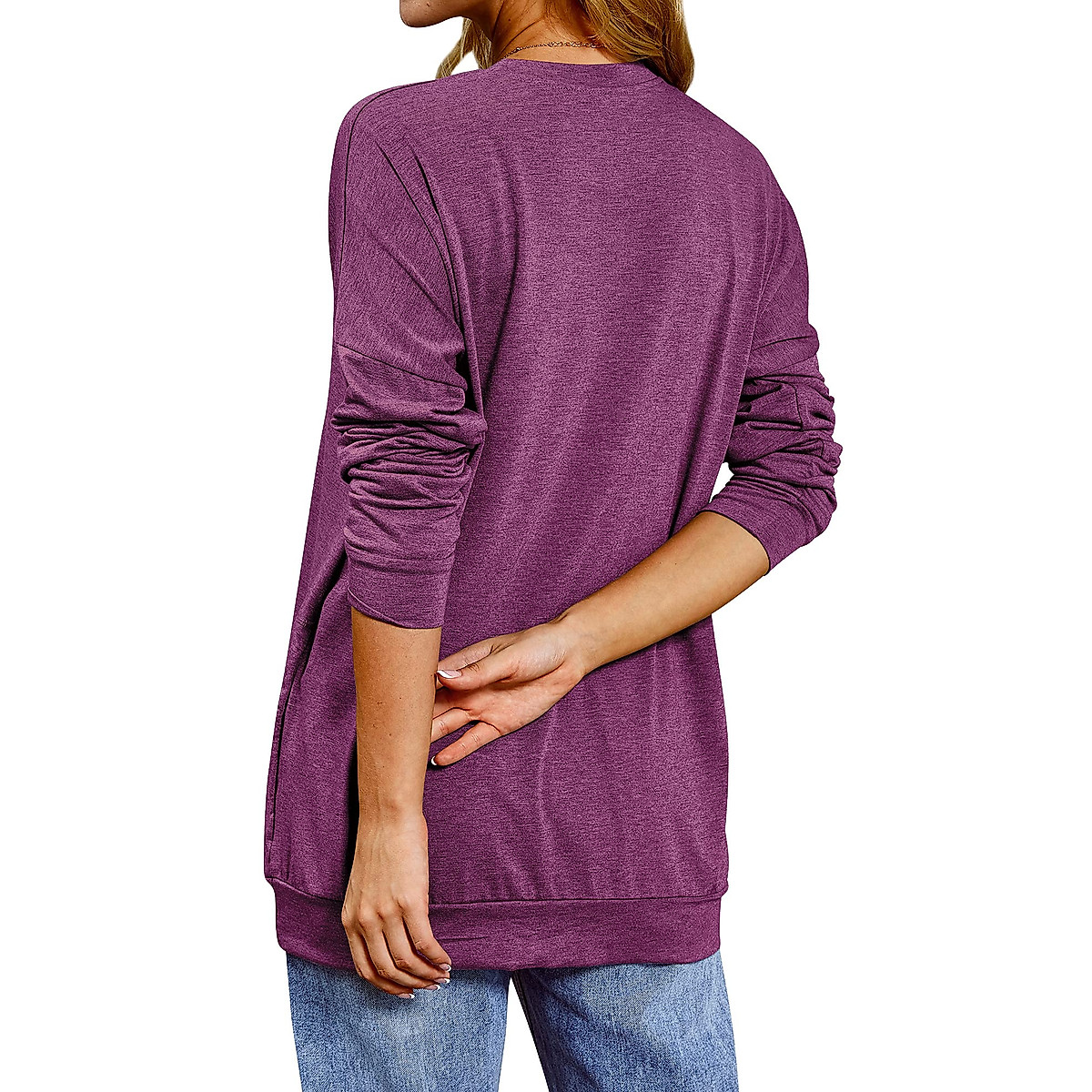 Women's Pockets Sweatshirt Yes I'M Cold Letter Print Sweatshirt Long Sleeves Lightweight Round Neck Tee Tops