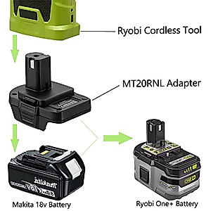 MT20RNL Converter for Makita to Ryobi Battery Adapter, Convert for Makita 18v Battery to Ryobi 18v One+ Plus Lithium Batteries, Use for Ryobi 18 Volt Cordless Power Tools