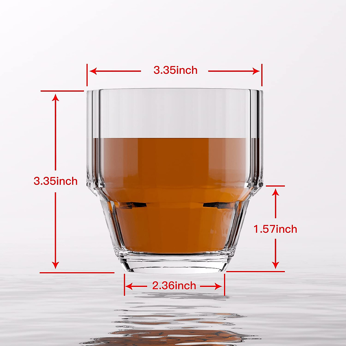 Kmi Chou 8 Oz Set of 6 Unbreakable Plastic Drinking Glasses Stemless Acrylic Glasses Drinkware Dishwasher Safe BPA Free Reusable Kids Tumblers for Water, Wine, Juice, Beer, Beverage