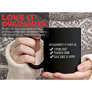 Bubble Hugs Nurse Coffee Mug 11oz Black - The Requirements - Labor Clinical Certified Nursing Assistant Surgical Emergency Oncology Practitioner
