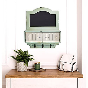 Nearly Natural 7030 Vintage Doors & Hooks Chalkboard Wall Organizer, 21.5",Light Green