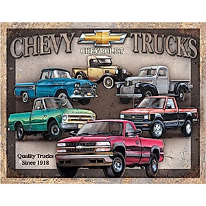 Desperate Enterprises Chevy Trucks Tribute Tin Sign - Nostalgic Vintage Metal Wall Decor - Made in USA