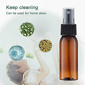 LISAPACK 1oz Spray Bottle Small (Amber, 6 Pack) Empty Plastic Mini Fine Mist Travel Size Atomizer, Tiny Sprayer for Little Perfume, Water, Cologne, Alcohol, Samples (Brown, 30ml)