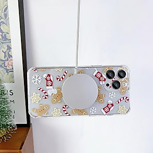 Skyseaco for iPhone 13 Pro Max Case Compatible with MagSafe, Christmas Candy Elk Christmas Tree Pattern, Full Camera Lens Protective Soft and Hard PC Shockproof Case - Christmas Style 01 / Clear