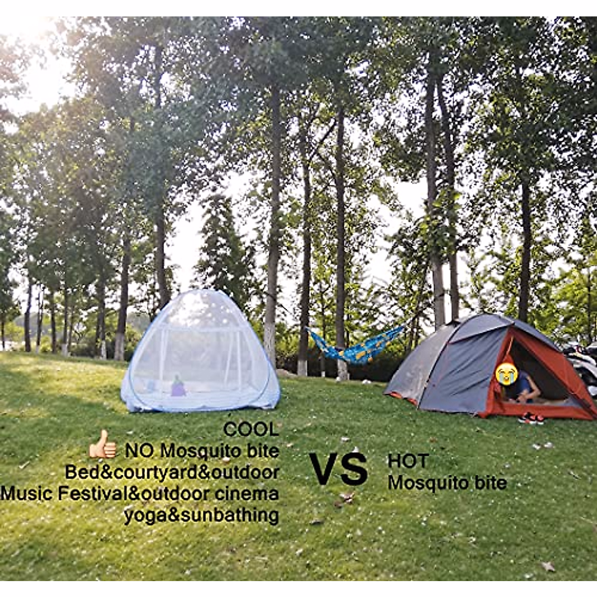 Jsanh Folding Mosquito Net Tent Canopy Curtains for Beds Pop Up Mosquito Net Tent King Size Portable Mosquito Netting with Bottom for Baby Adults L80XW72XH62inch