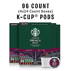 Starbucks K-Cup Coffee Pods—Dark Roast Coffee—French Roast for Keurig Brewers—100% Arabica—4 boxes (96 pods total)