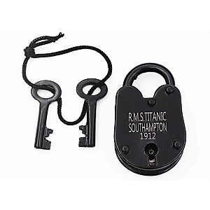 RII Iron RMS Titanic Model Padlock, Iron Jailer Lock and Keys, Addition to Pirate, Medieval & Western Collections, Antique Fully Functioning Cast Iron Lock, Old Trunk Lock 3 Inches, Medium
