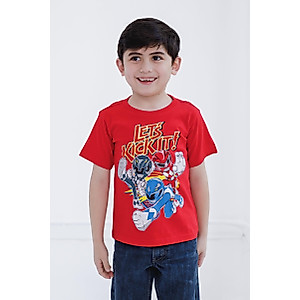 Power Rangers Toddler Boys 3 Pack Graphic T-Shirts Blue/Gray/Red 4T