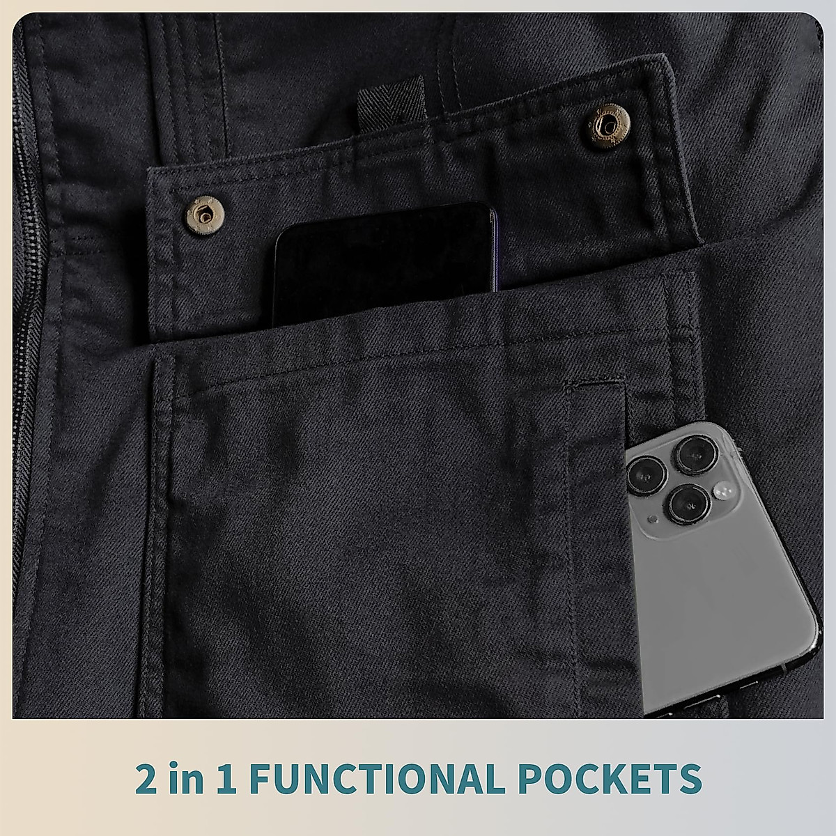 whattry Mens Casual Washed Cotton Military Jacket Warm Canvas Windbreaker