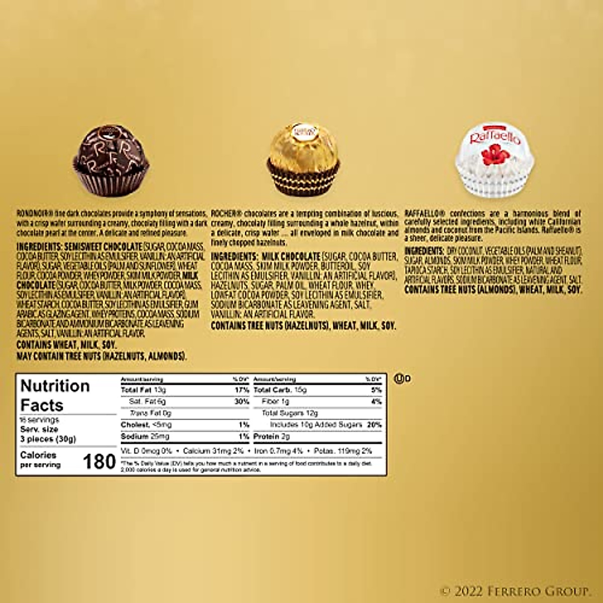 Ferrero Collection Premium Gourmet Assorted Hazelnut Milk Chocolate, Dark Chocolate and Coconut, A Great Easter Gift, 48 Count