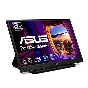 ASUS ZenScreen 15.6” 1080P Portable USB Monitor (MB166C) - Full HD, IPS, USB Type-C, USB-Powered, Eye Care, Tripod Mountable, Anti-Glare Surface, Protective Sleeve, 3-Year Warranty, 8.9"x14.2"x0.5"
